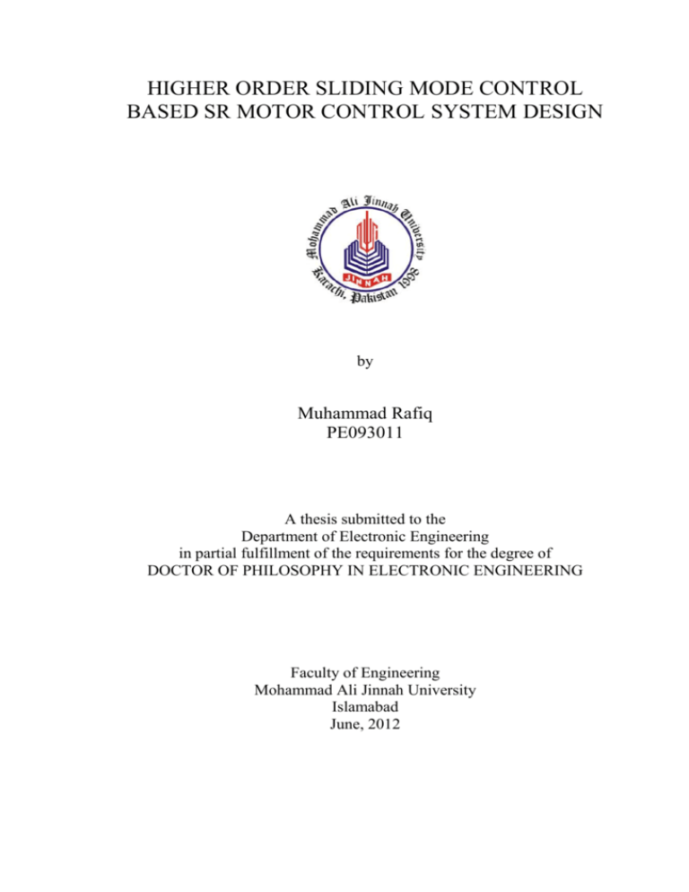 higher order sliding mode control based sr motor control system