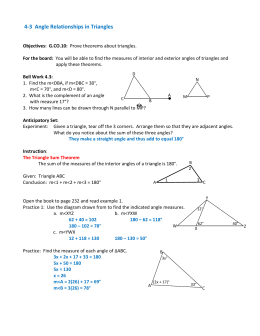 4-3 Angle Relationship in Triangles