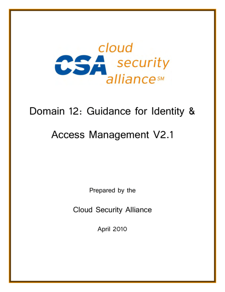 Domain 12: Identity and Access Management