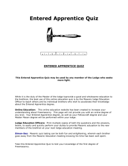 Entered Apprentice Degree Candidate Booklet