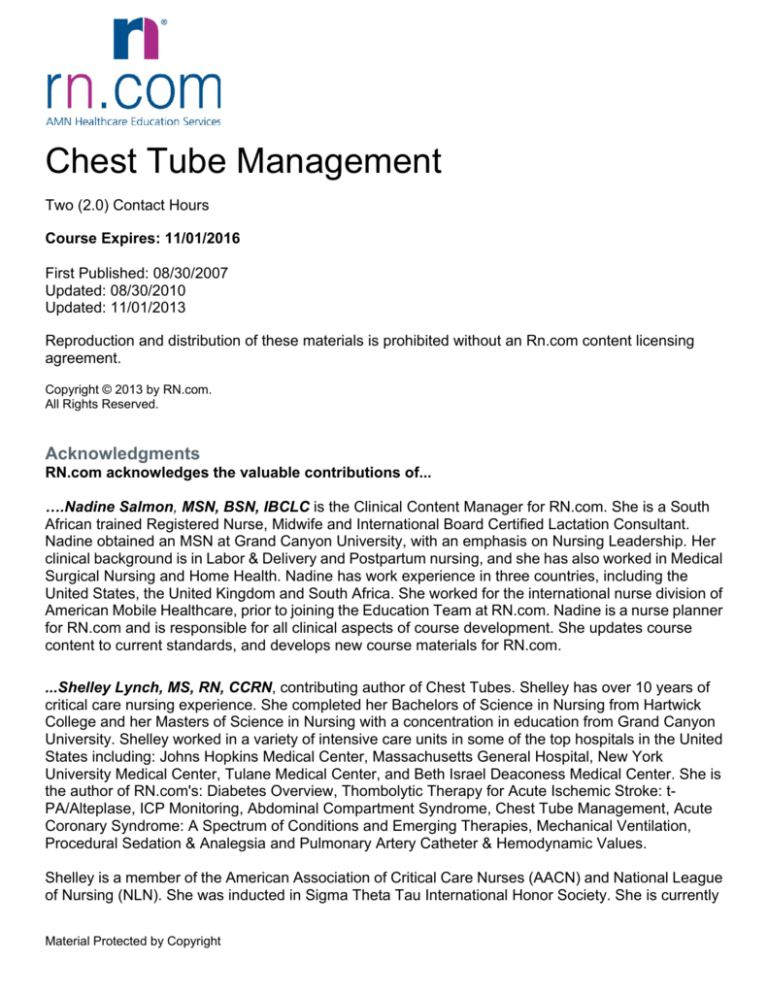 Chest Tube Management