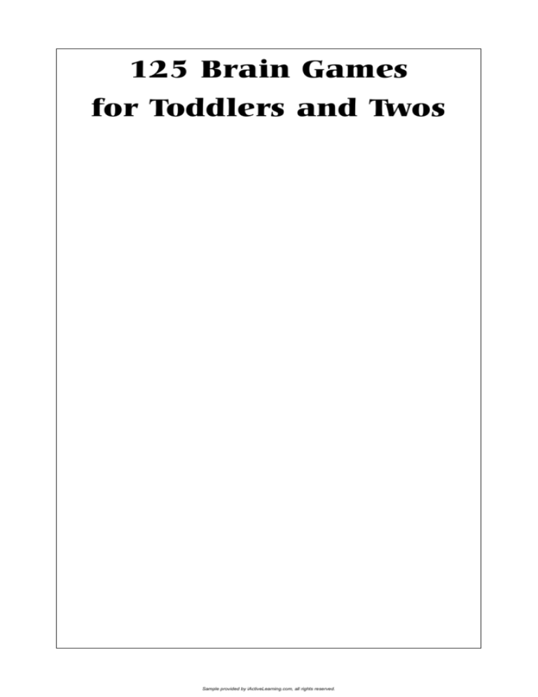 125 Brain Games For Toddlers And Twos