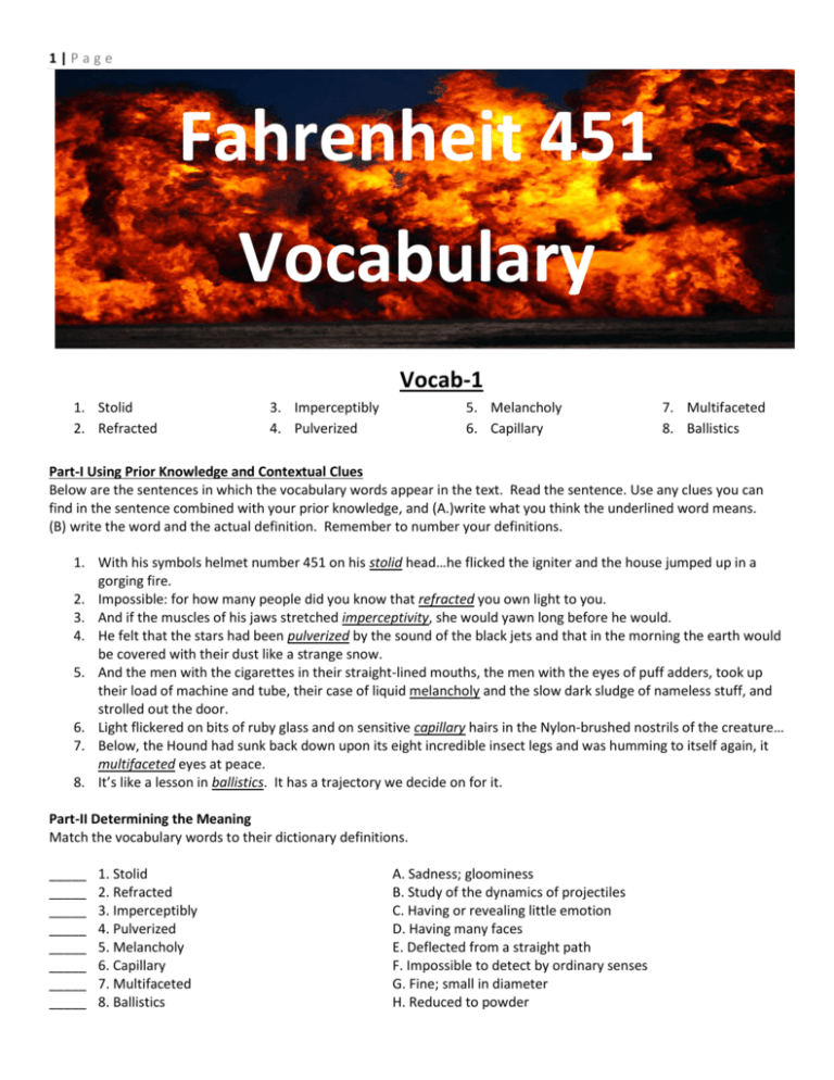 Fahrenheit 451 Vocabulary