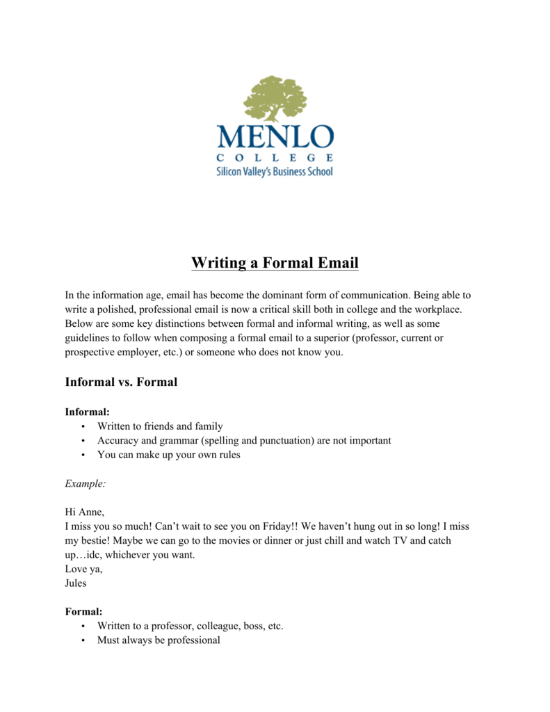 Writing A Formal Email