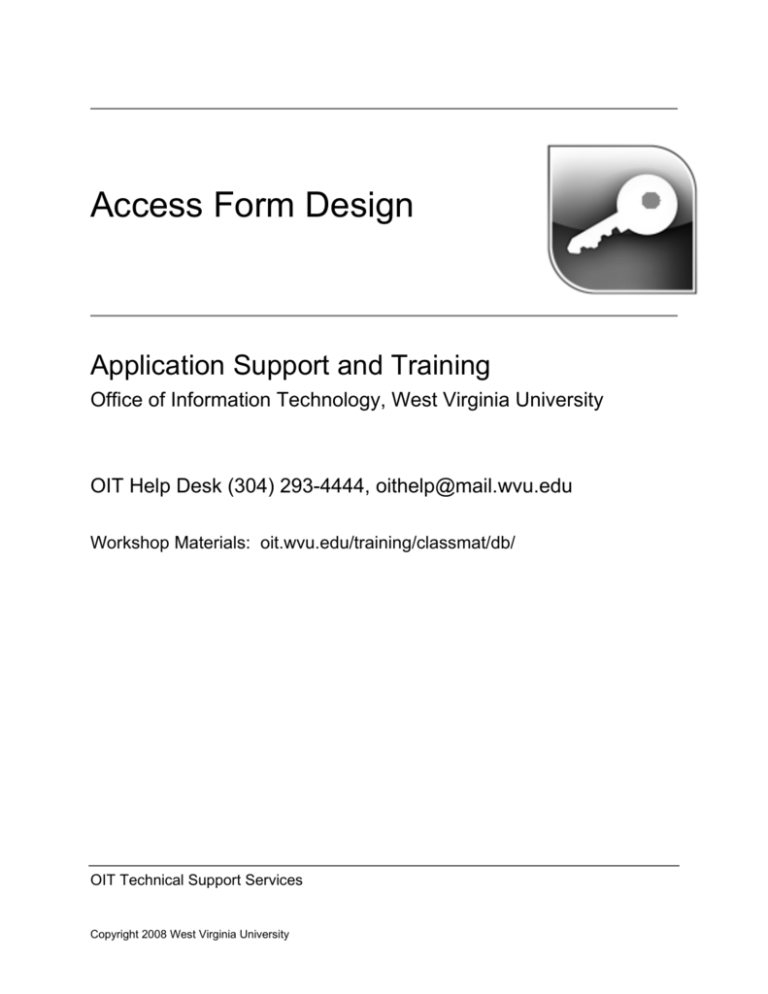 Access 2010 Form Design Information Technology Services