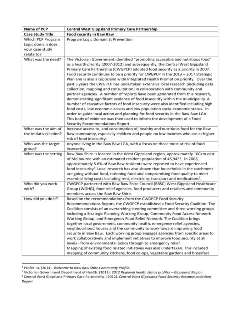 CWGPCP Food Security Case Study 2015