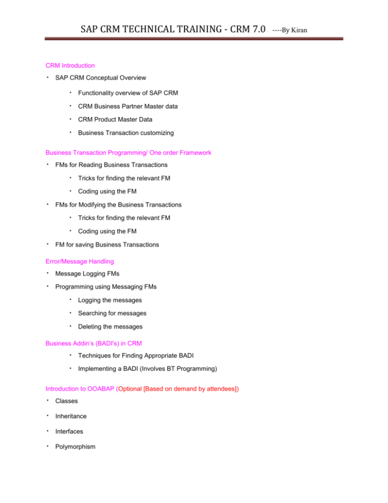 Sap crm Technical