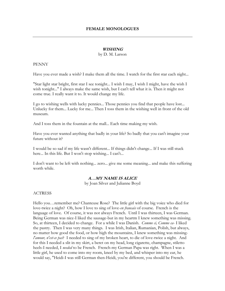 Sample Monologues