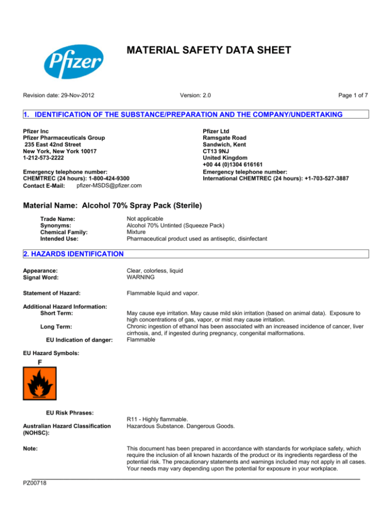Material Safety Data Sheet