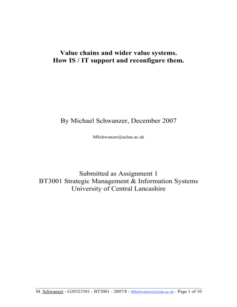 Value Chain Analysis Value Chain Analysis