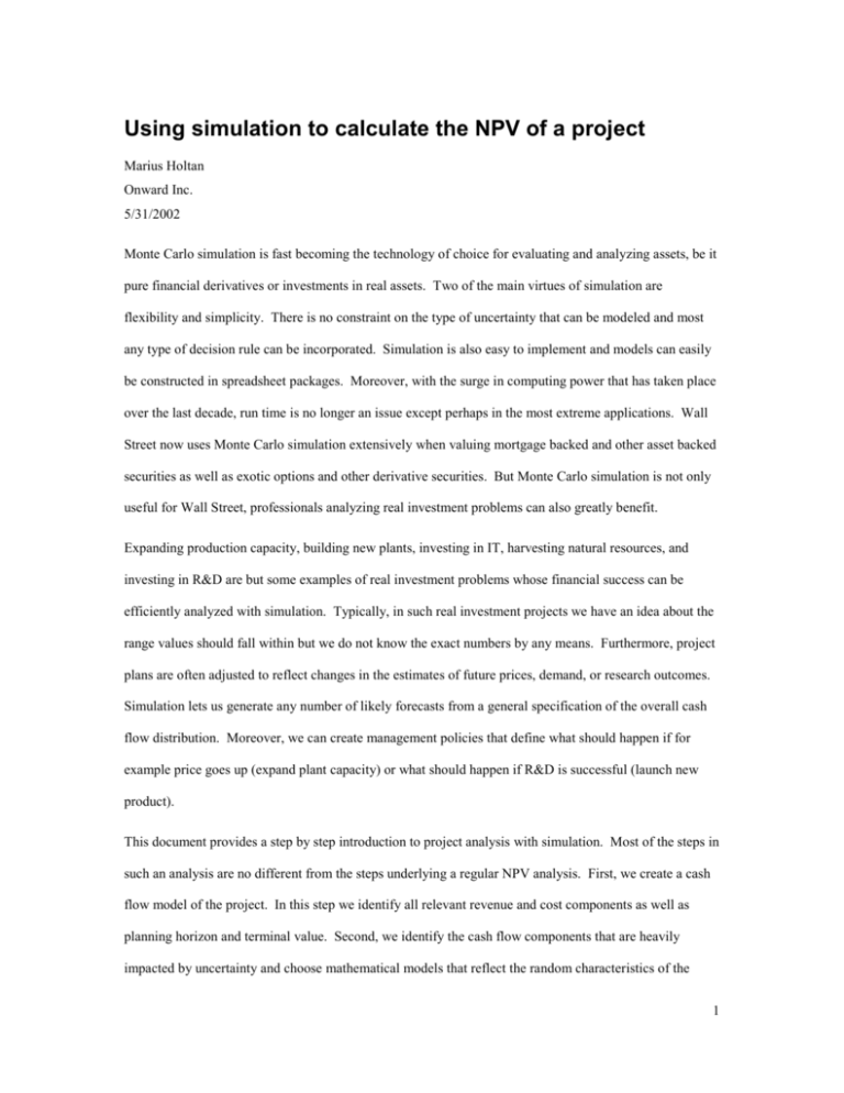 Using Simulation To Calculate The NPV Of A Project