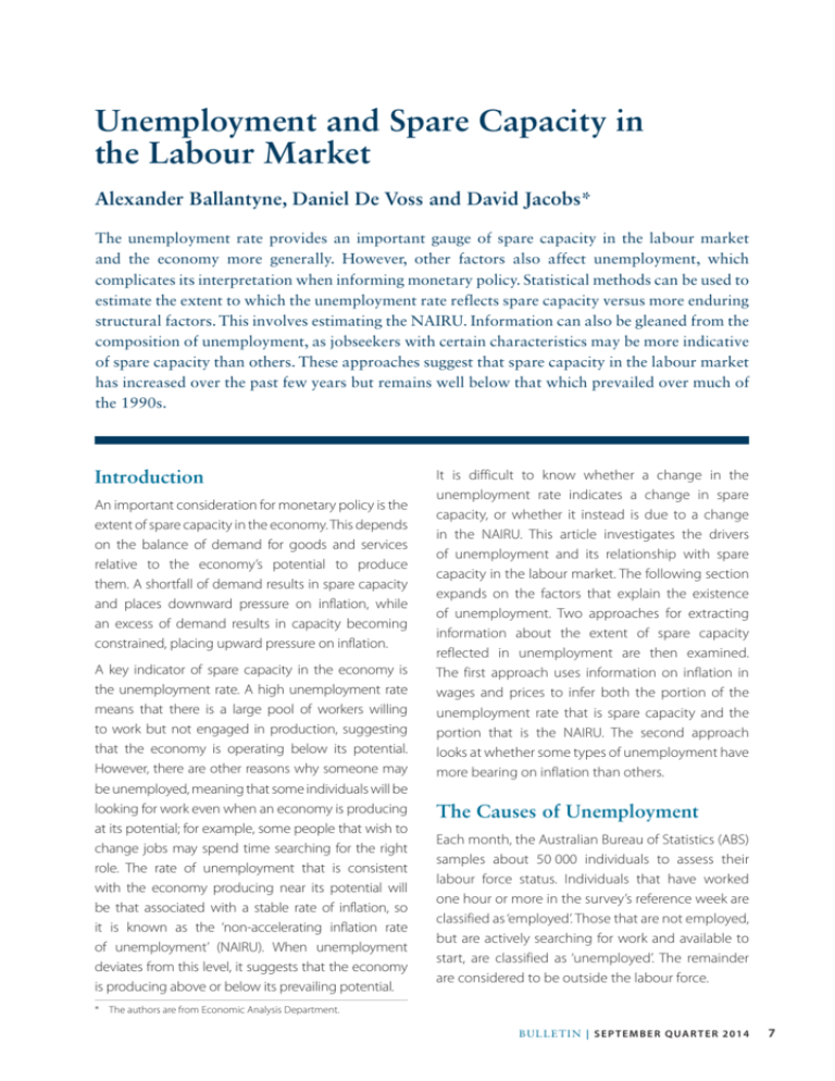 Unemployment And Spare Capacity In The Labour Market