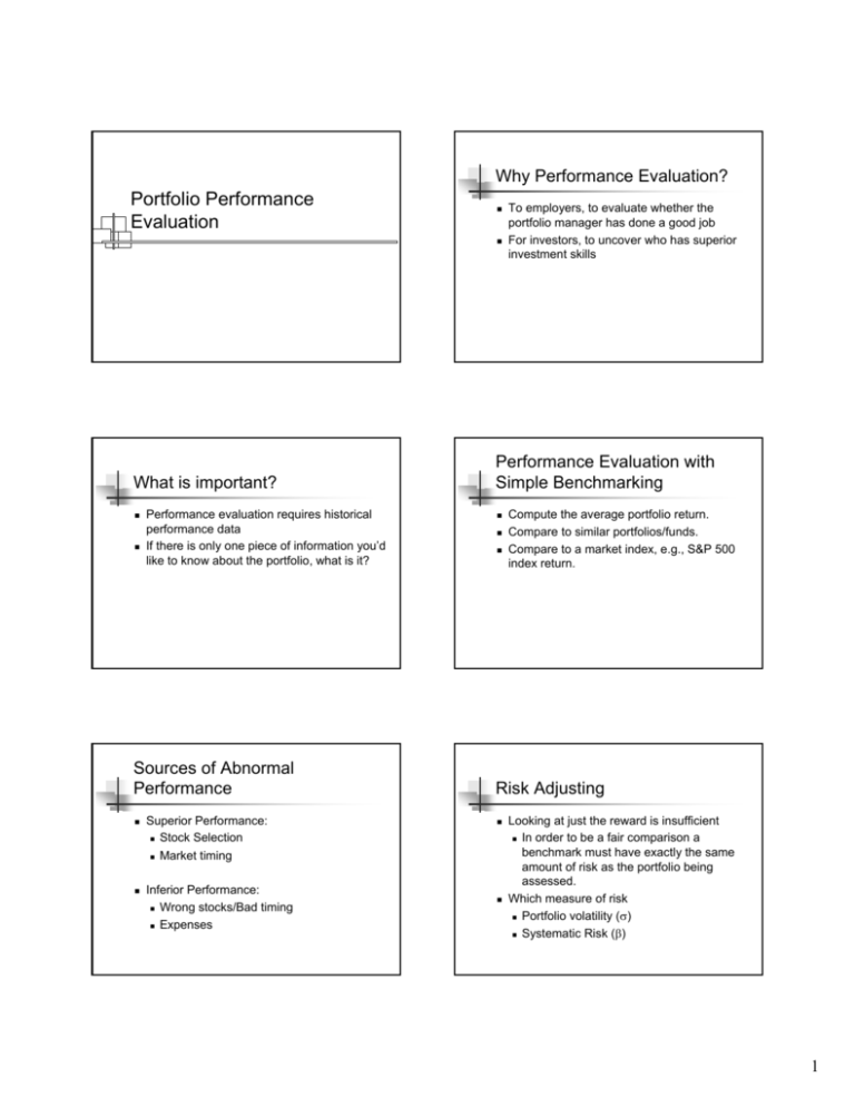 Portfolio Performance Evaluation