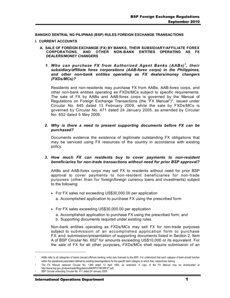 FAQ On BSP Foreign Exchange Regulations