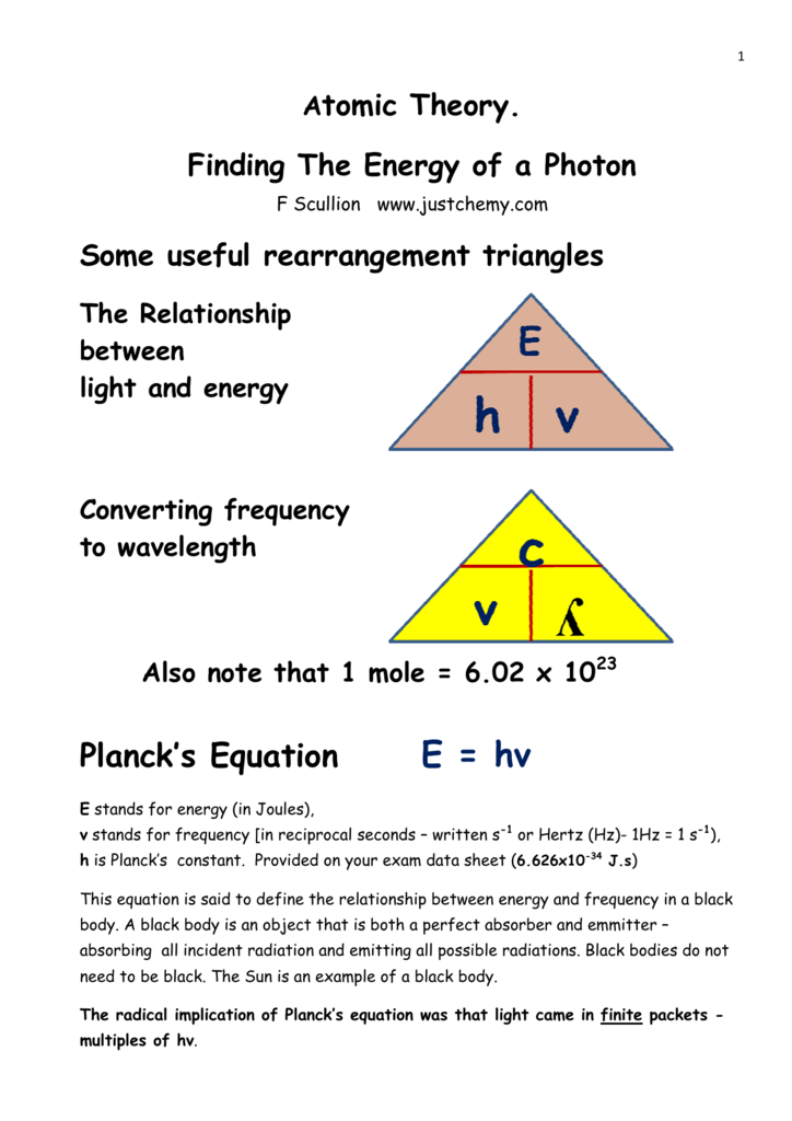Planck s Equation E Hv Planck s Equation E Hv
