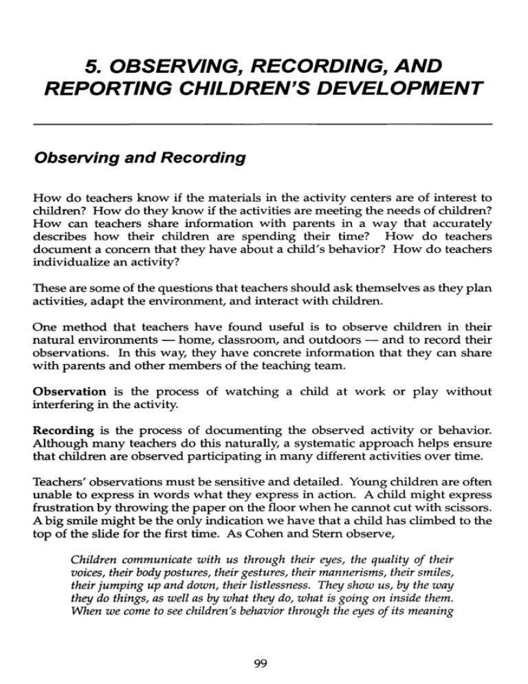 Anecdotal Child Observation Examples How To Assess A Child Pdf Free