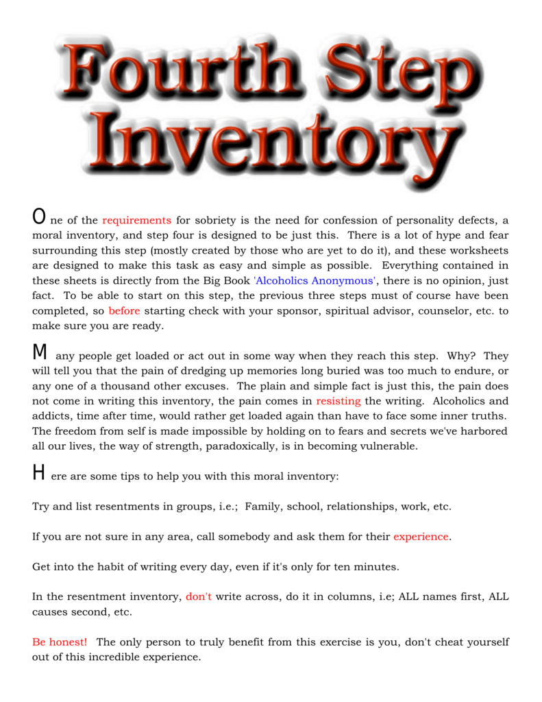 4th Step Help