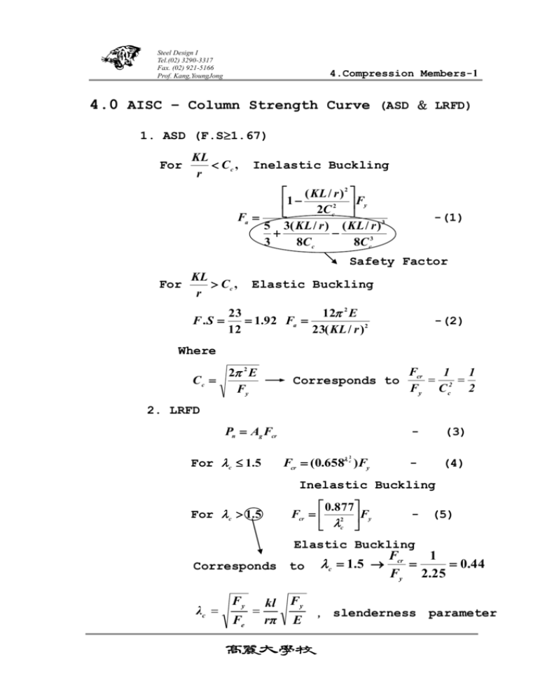 Steel Column Design: AISC Strength Curves & Buckling
