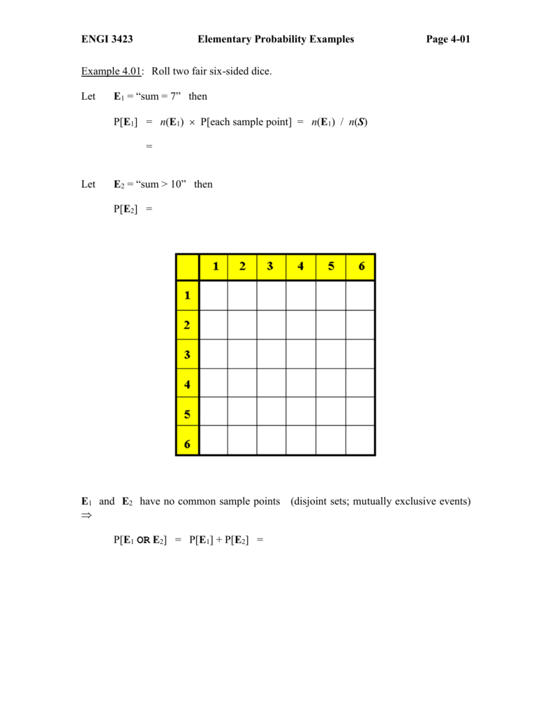 Elementary Probability Examples Counting Techniques