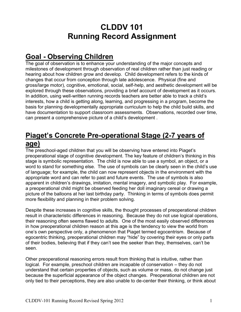 What Is A Running Record Observation Running Record Assignment 2019 