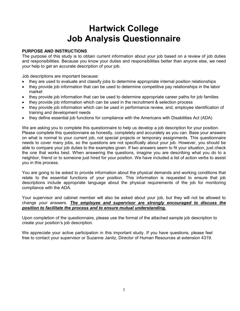 Job Analysis ionnaire