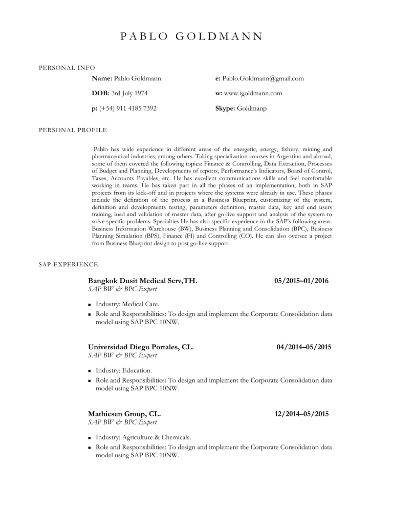 Elegant Resume - Pablo Goldmann