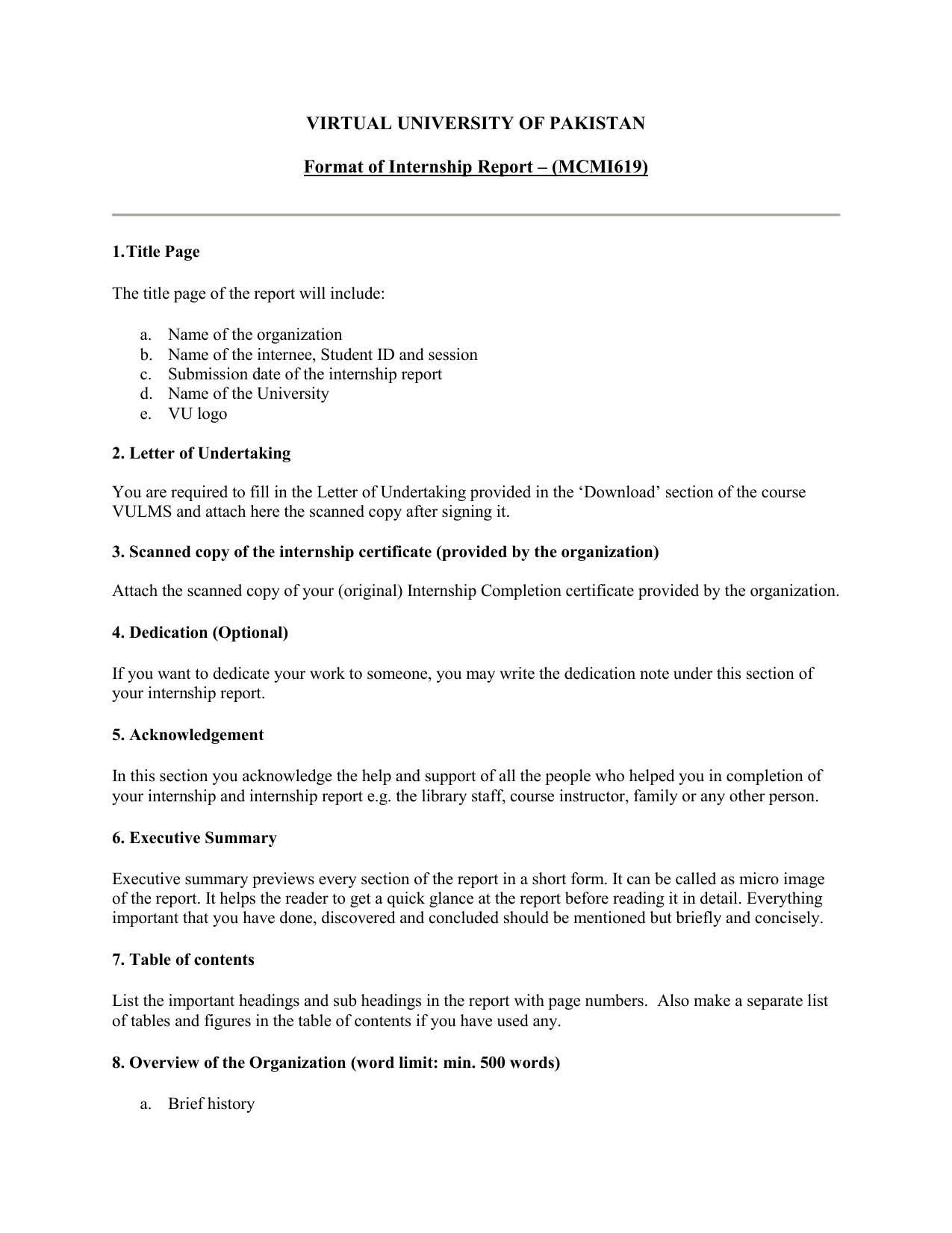 Format Of Internship Report Learning Management System