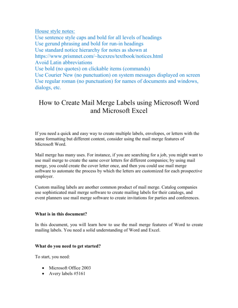 How To Create Mail Merge Labels Using Microsoft Word