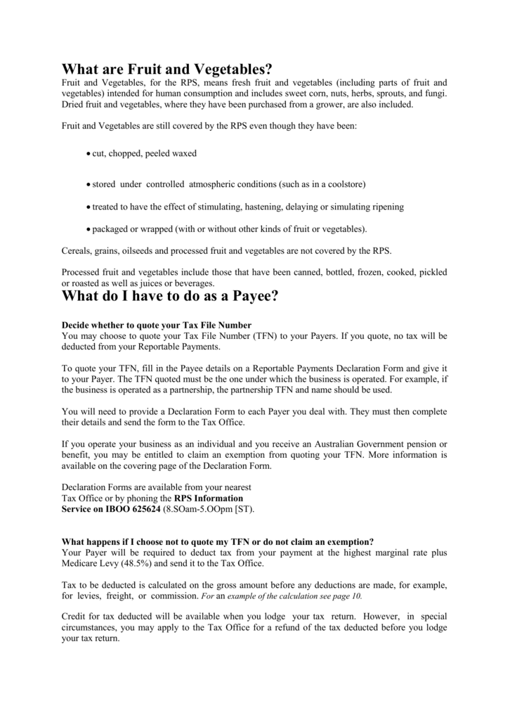 Reportable Payments Declaration Form