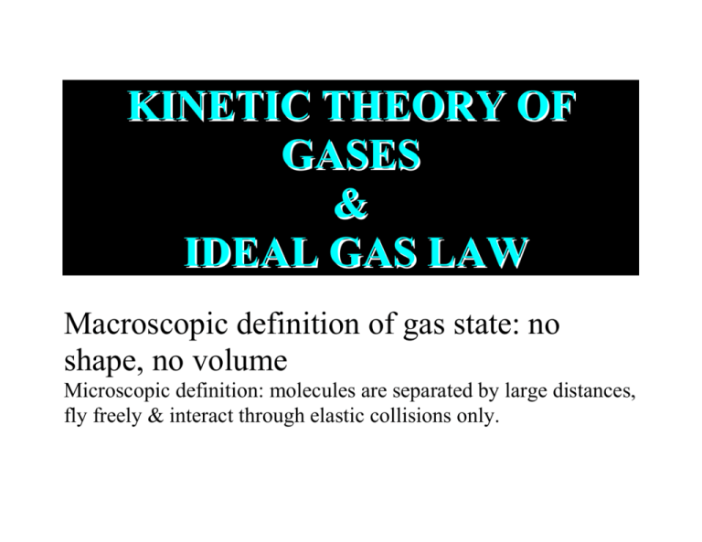 Lect 17 Gas Laws Lect 17 Gas Laws