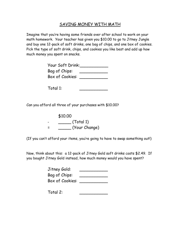 SAVING MONEY WITH MATH