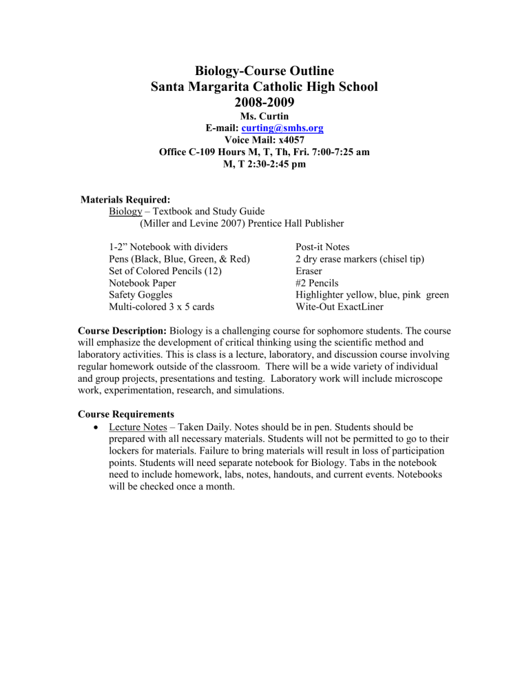 Anatomy Physiology Course Outline