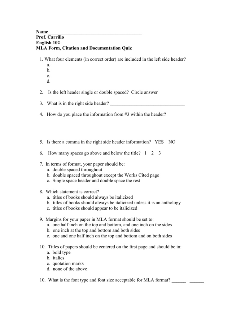  Mla Format Quiz MLA Format Knowledge Quiz 2022 11 12