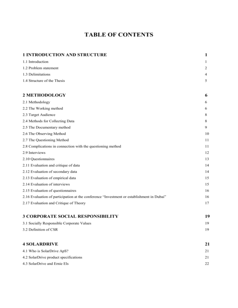 TABLE OF CONTENTS