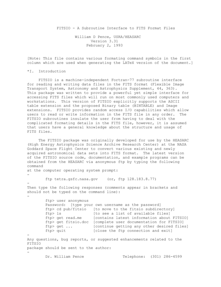 fitsio - Astronomy Program