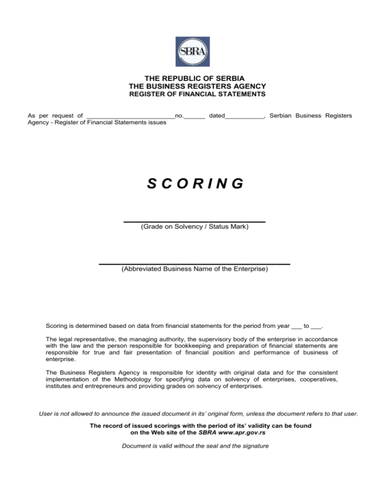 Scoring Scoring