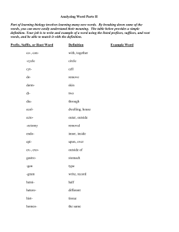 Scientific Root Words, Prefixes, And Suffixes