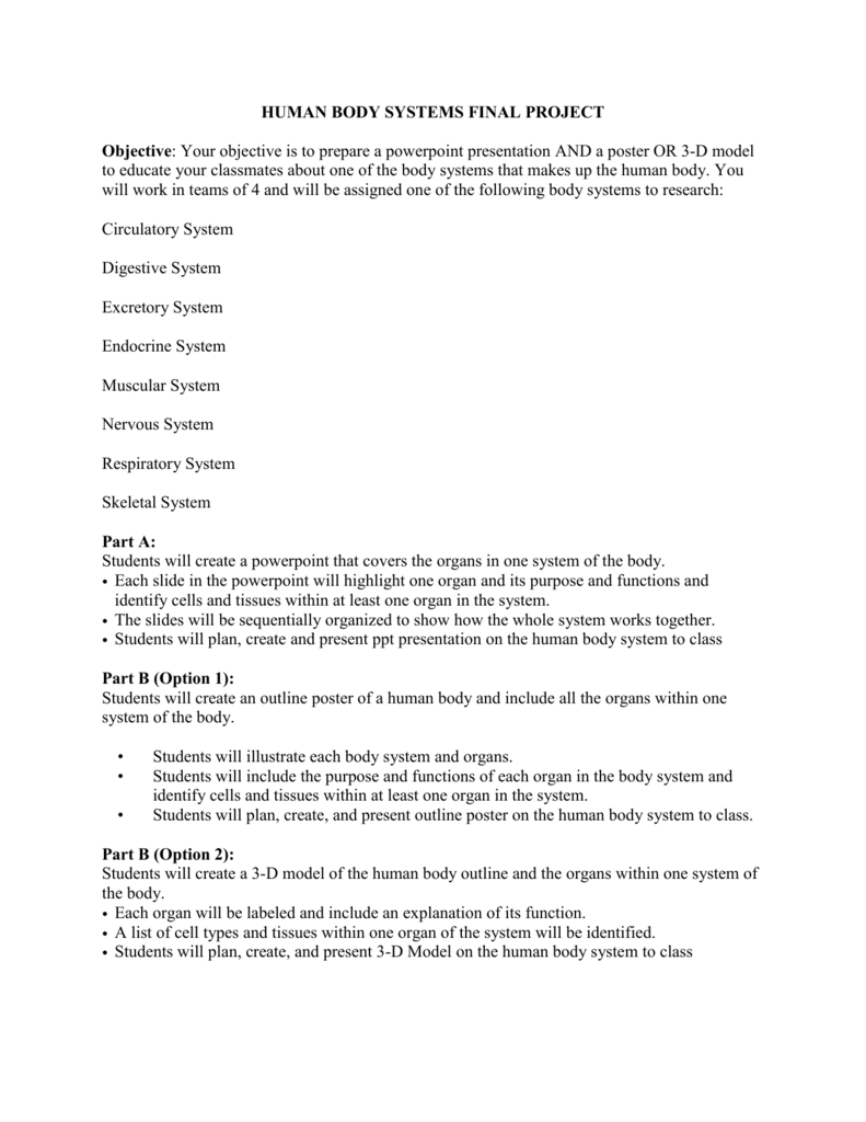 HUMAN BODY SYSTEMS FINAL PROJECT