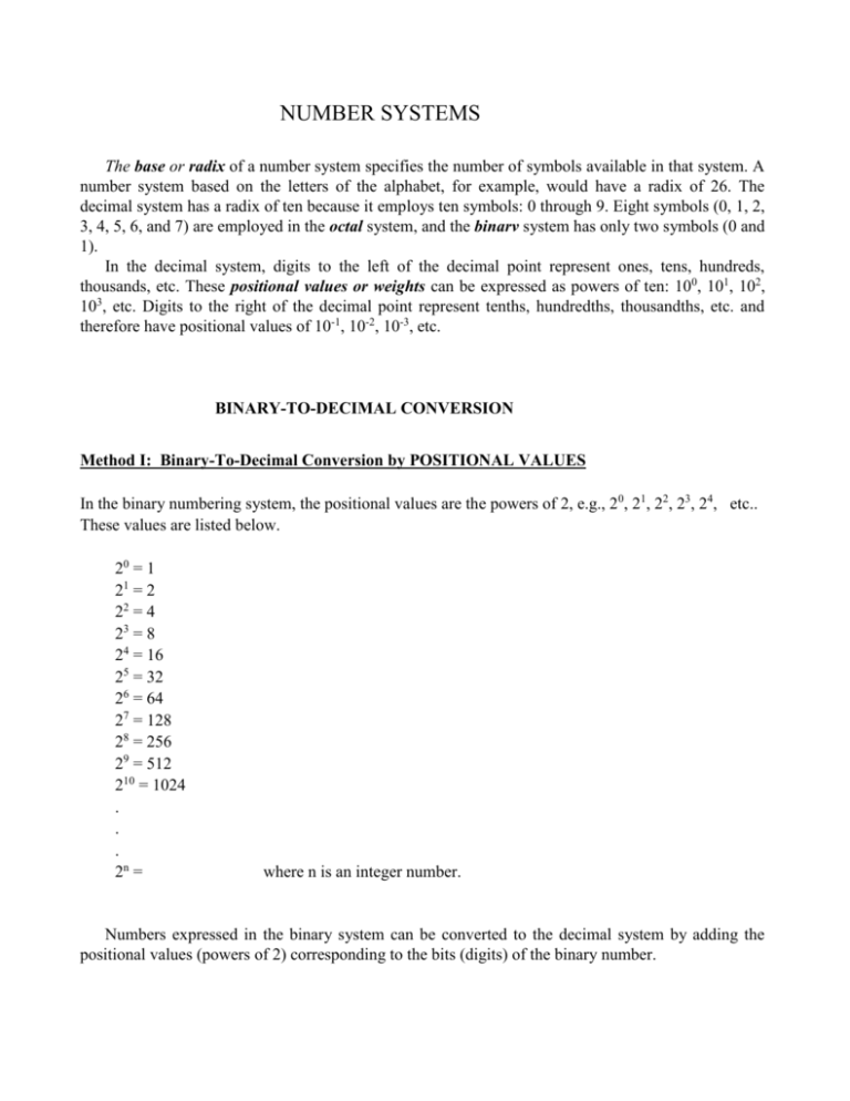 Numbering Systems