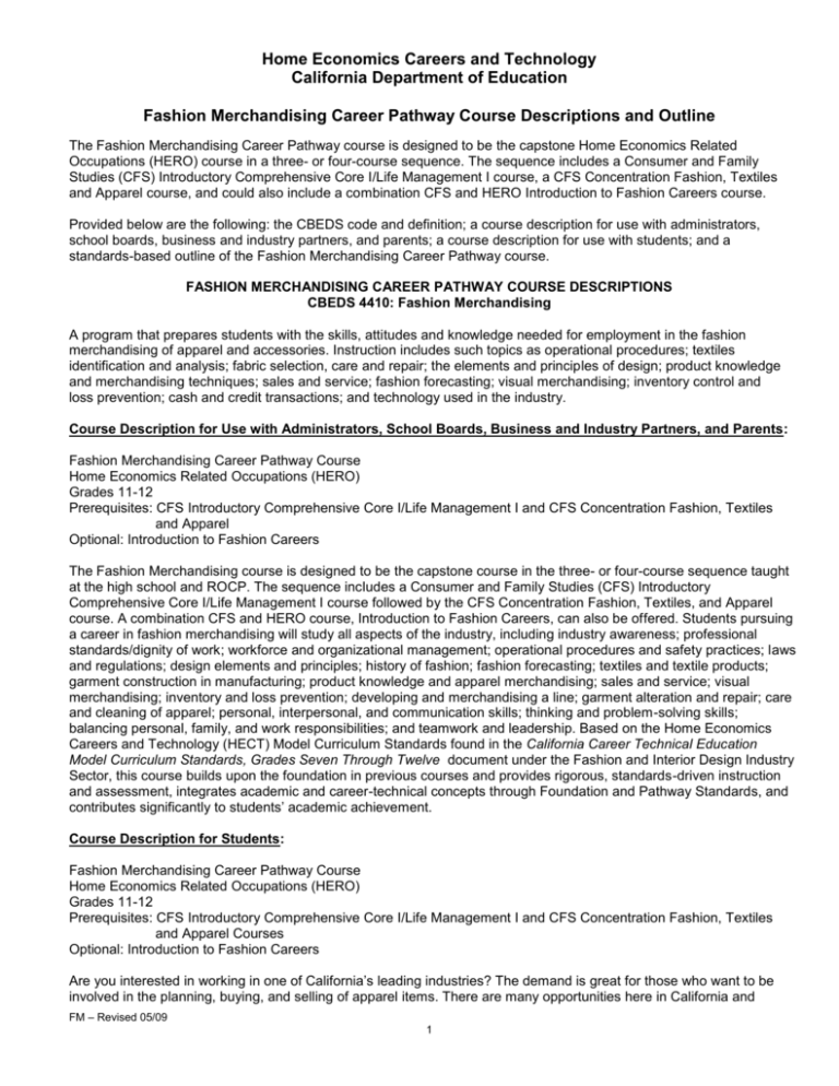Fashion Merchandising Career Pathway