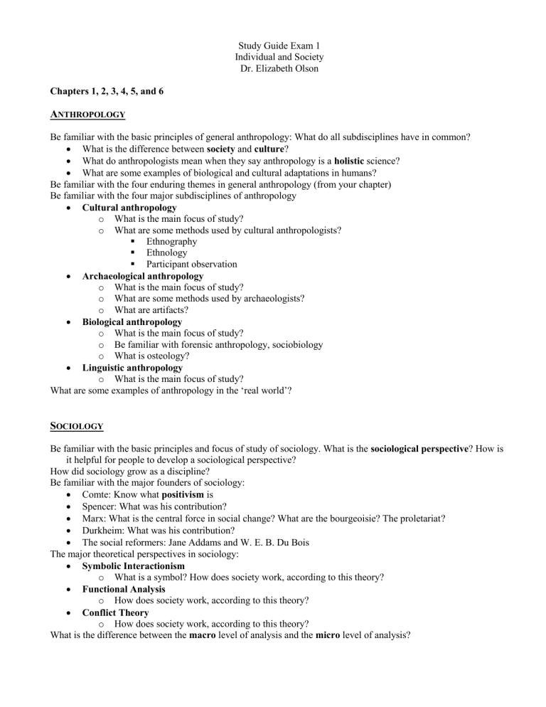 Study Guide Exam 1