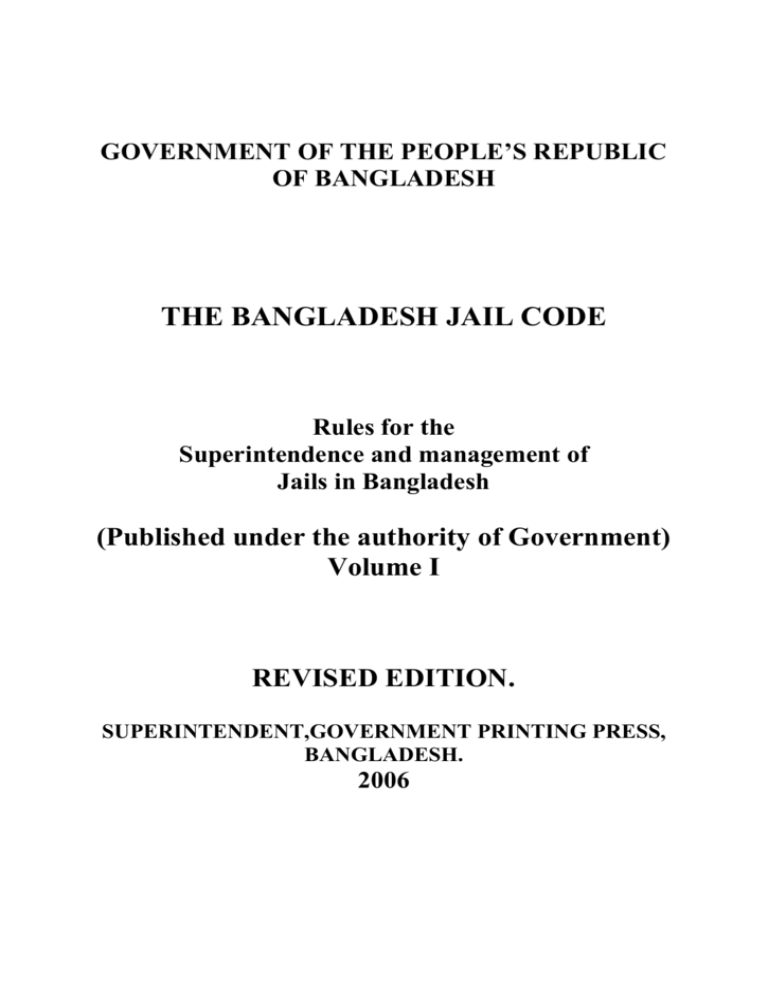 The Bangladesh Jail Code The Bangladesh Jail Code