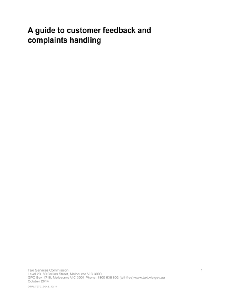 Customer Feedback and Complaints Handling