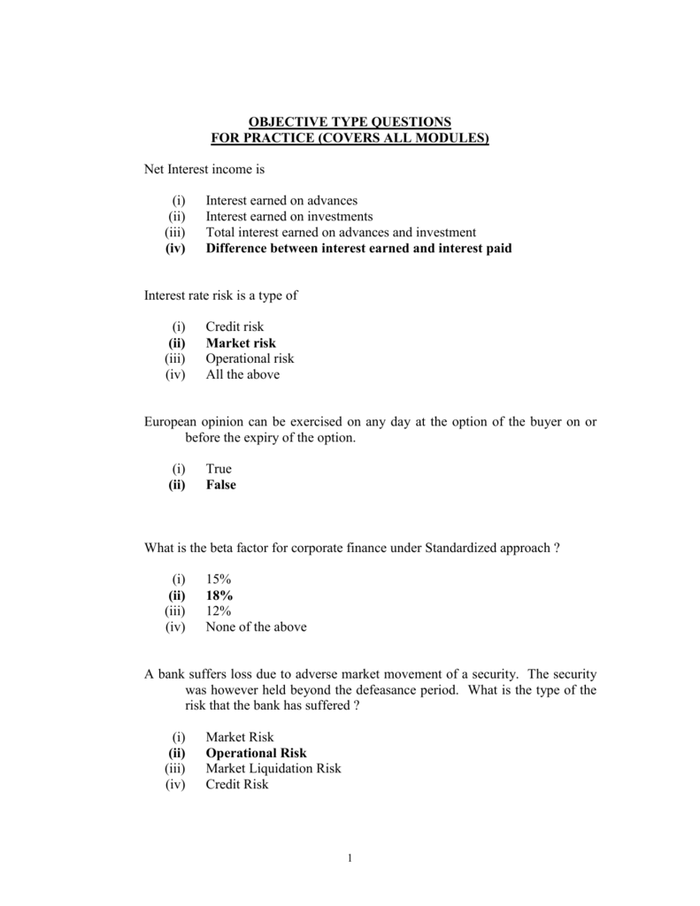 OBJECTIVE TYPE QUESTIONS OBJECTIVE TYPE QUESTIONS