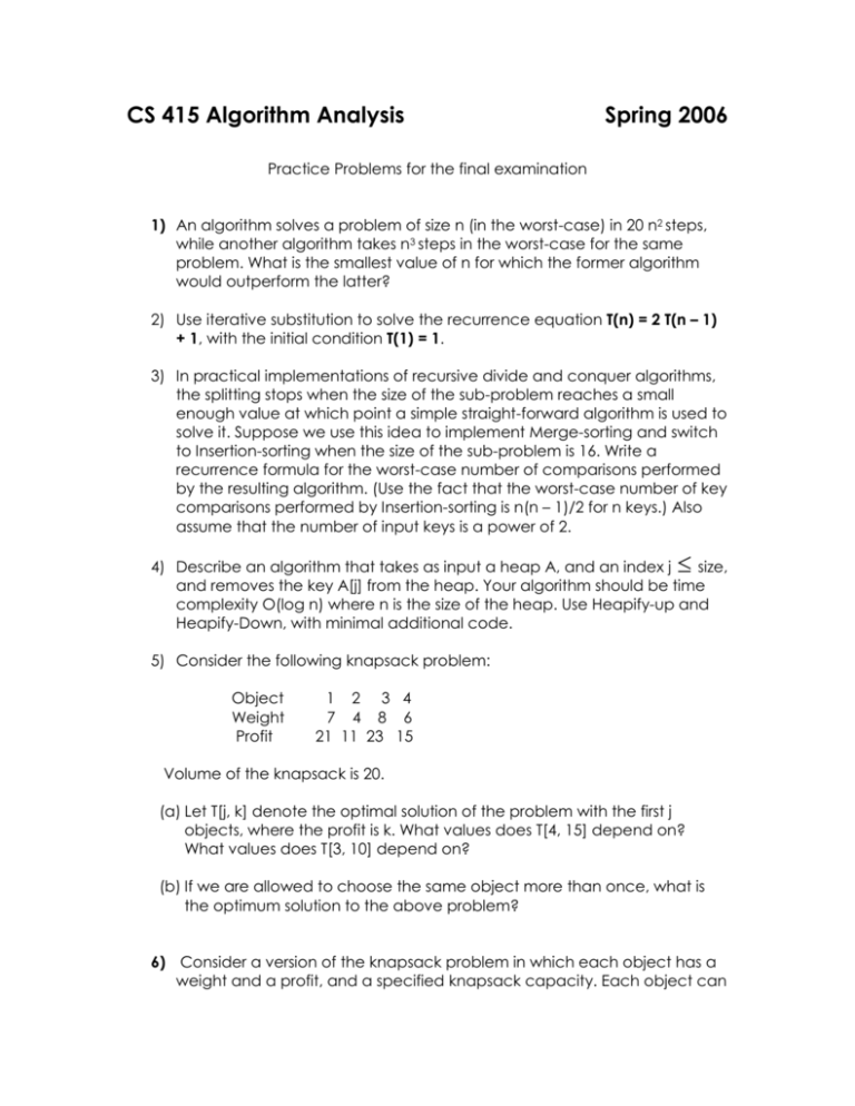Practice Problems For Mid