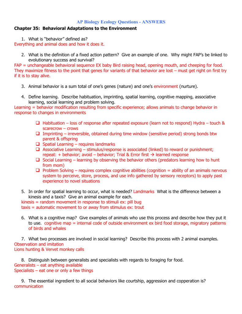 Biology Ecology Review Worksheet Biology Ecology Review Worksheet