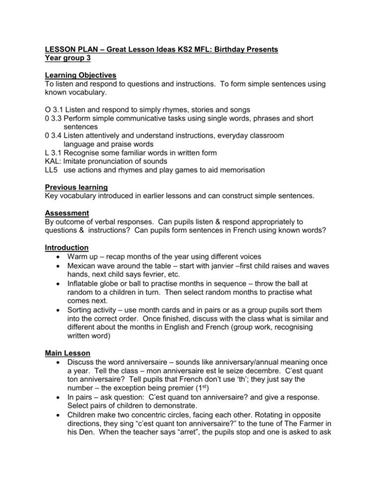 Great Lesson Ideas KS2 MFL Birthday Presents Great Lesson Ideas KS2 MFL Birthday Presents