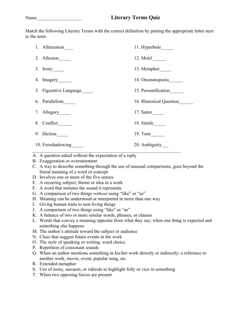 Literary Terms Quiz Test Your Knowledge Literary Terms Quiz Test Your Knowledge