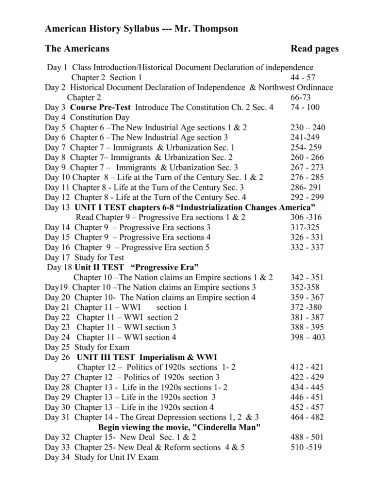 American History Syllabus