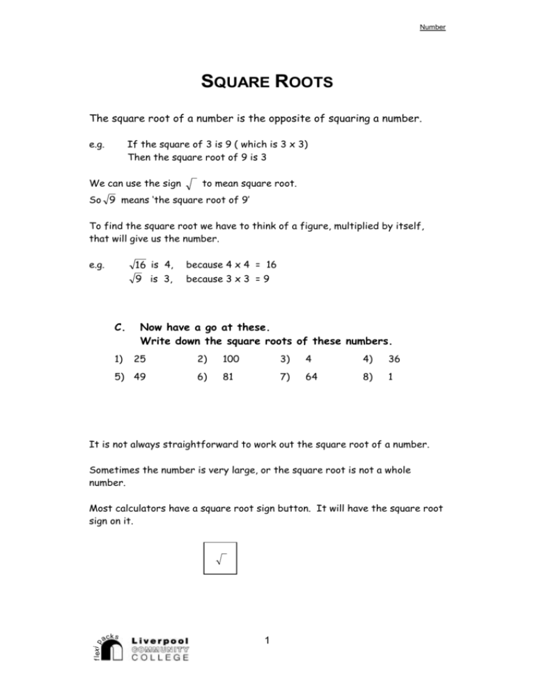 Square Roots